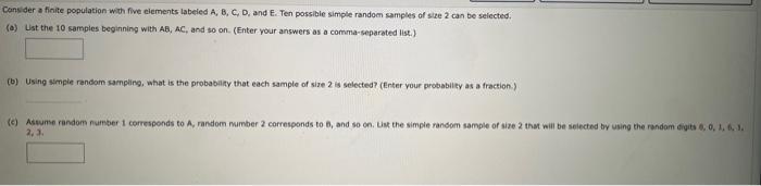 Solved Cans der a finite population with five elements | Chegg.com