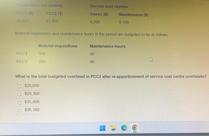 Solved Material requisitions and maintenance hours in the | Chegg.com