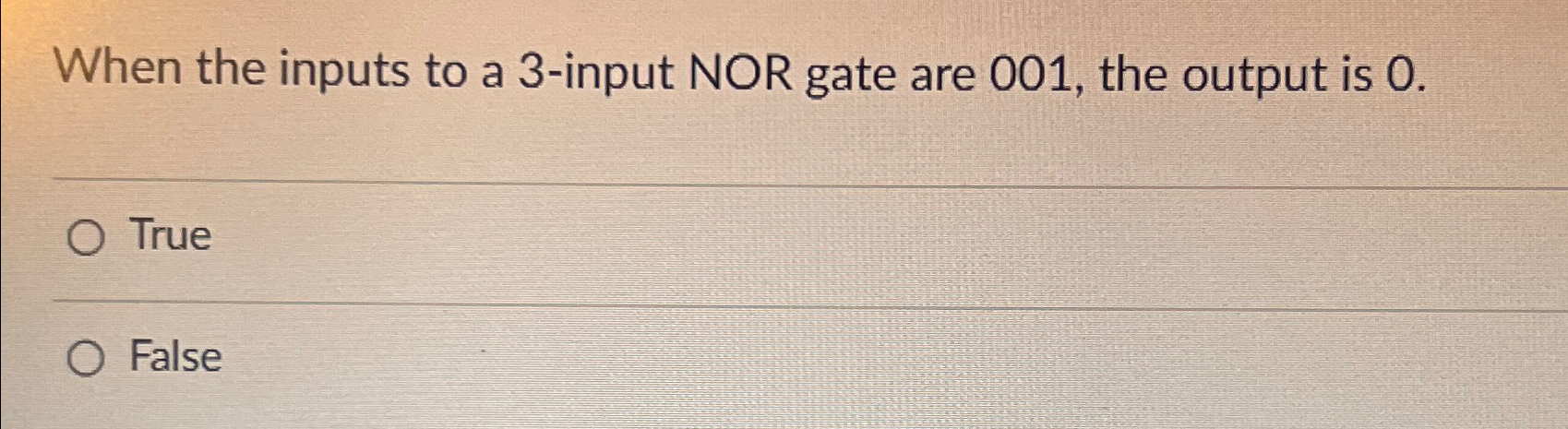 Solved When the inputs to a 3 -input NOR gate are 001 , ﻿the | Chegg.com