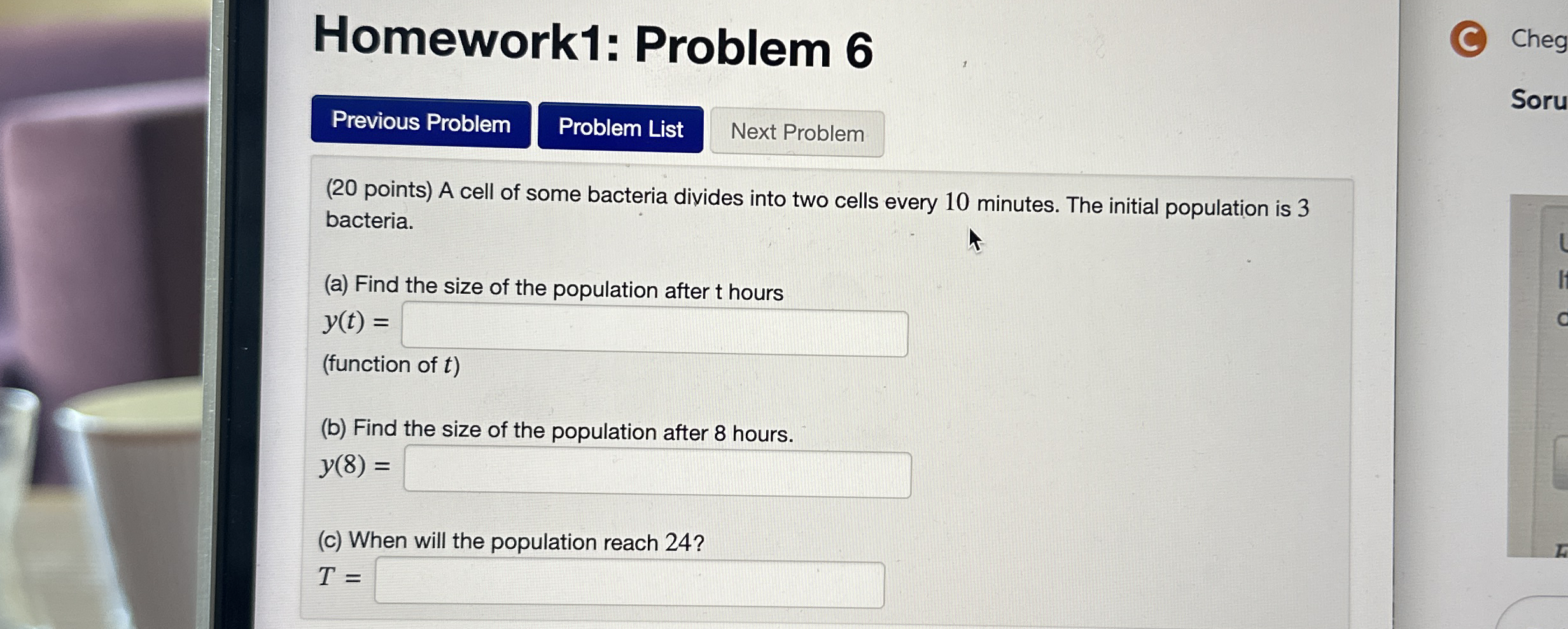 Solved Homework1: Problem 6(20 points) A cell of some | Chegg.com Solved Homework1: Problem 6(20 points) A cell of some | Chegg.com