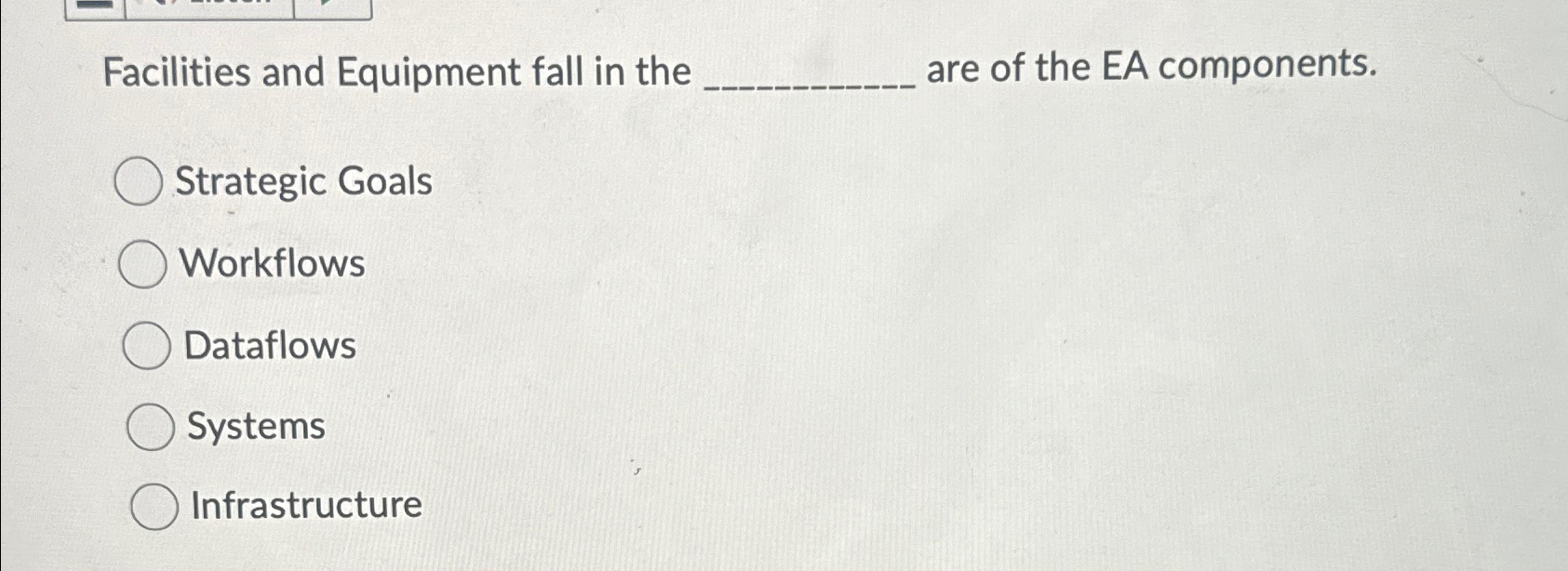 Solved Facilities and Equipment fall in the are of the EA | Chegg.com