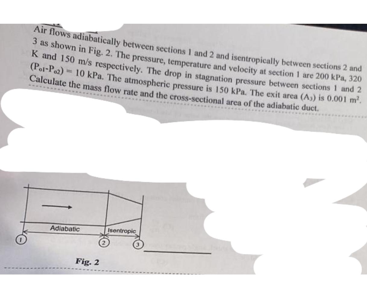 Solved Air flows adiabatically between sections 1 ﻿and 2 | Chegg.com