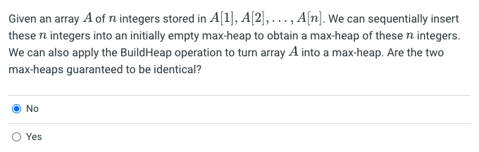 Solved Given an array A ﻿of n ﻿integers stored in | Chegg.com