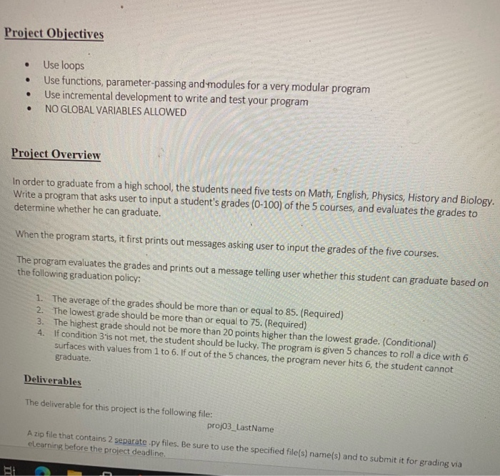 Solved Project Objectives Use Loops Use Functions 2307