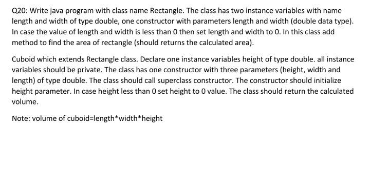 Solved Q20: Write java program with class name Rectangle. | Chegg.com