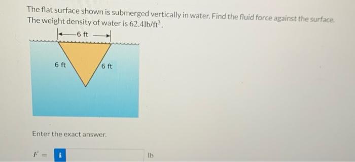 Solved The flat surface shown is submerged vertically in | Chegg.com