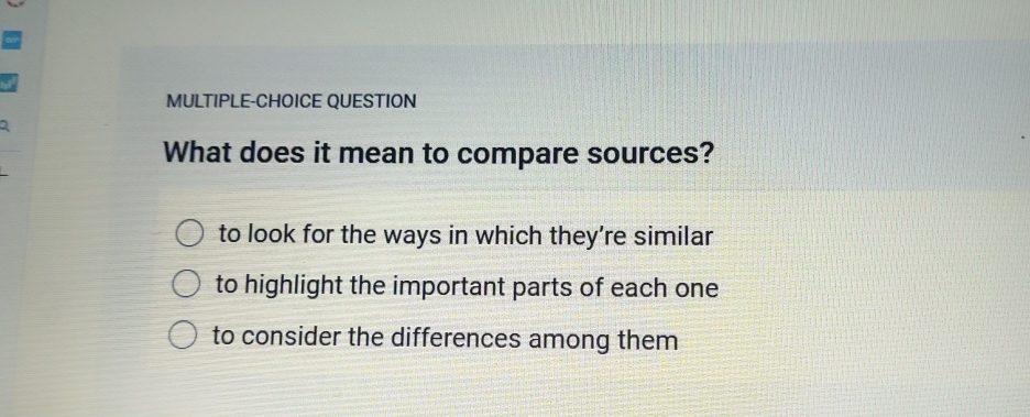 Solved MULTIPLE-CHOICE QUESTIONWhat does it mean to compare | Chegg.com