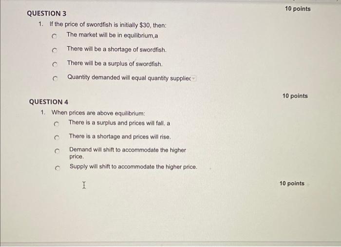Solved QUESTION 3 1. If the price of swordfish is initially | Chegg.com