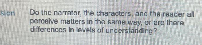 Do the narrator, the characters, and the reader all | Chegg.com