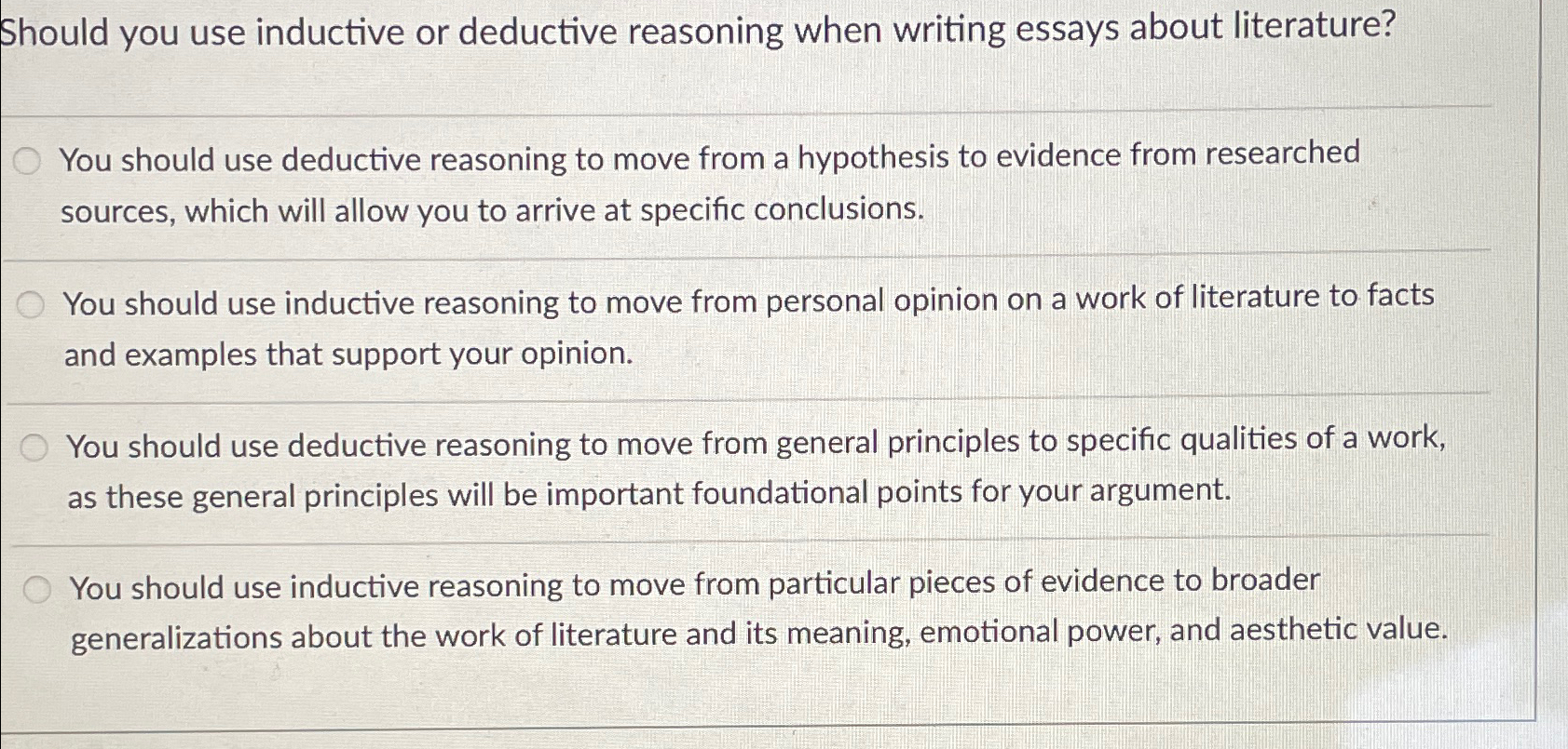 Solved Should you use inductive or deductive reasoning when | Chegg.com Solved Should you use inductive or deductive reasoning when | Chegg.com