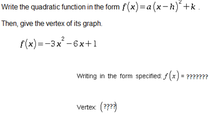 Solved Write the quadratic function in the form f(x) = a (x | Chegg.com