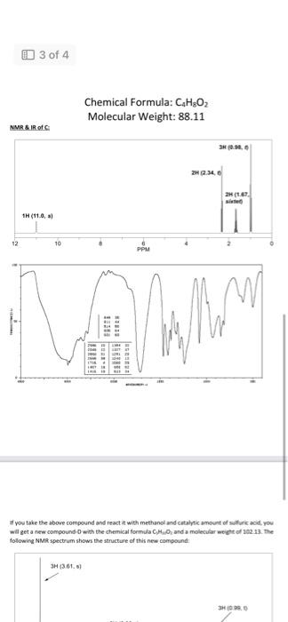 Solved Chemical Formula: C4H8O2 Molecular Weight: 88.11 NMRS | Chegg.com