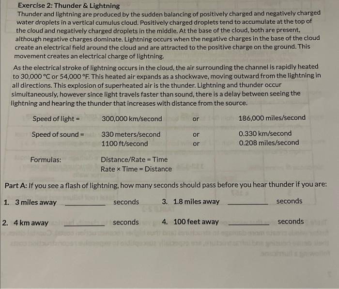 Solved Exercise 2: Thunder \& Lightning Thunder and | Chegg.com