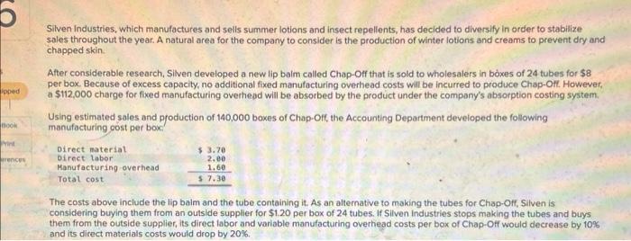 Solved Silven Industries, which manufactures and sells | Chegg.com