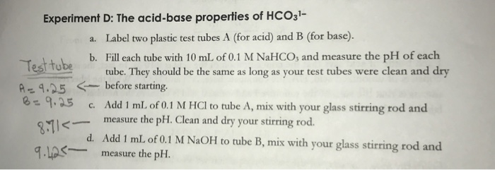 Solved Acid-base properties of HCO3': a) Write two equations | Chegg.com