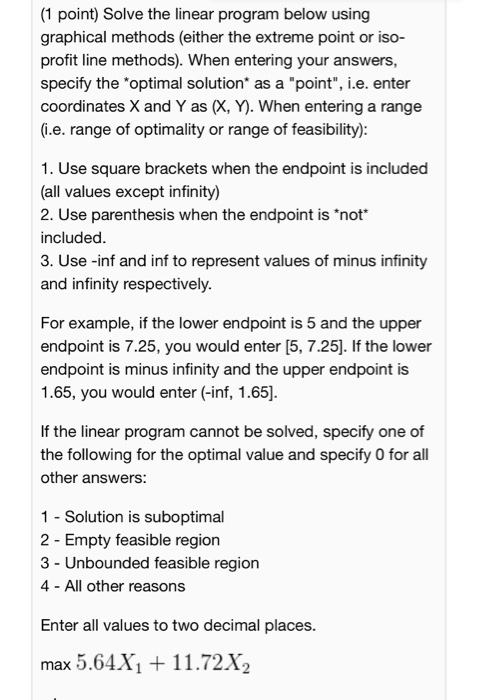 Solved (1 point) Solve the linear program below using | Chegg.com
