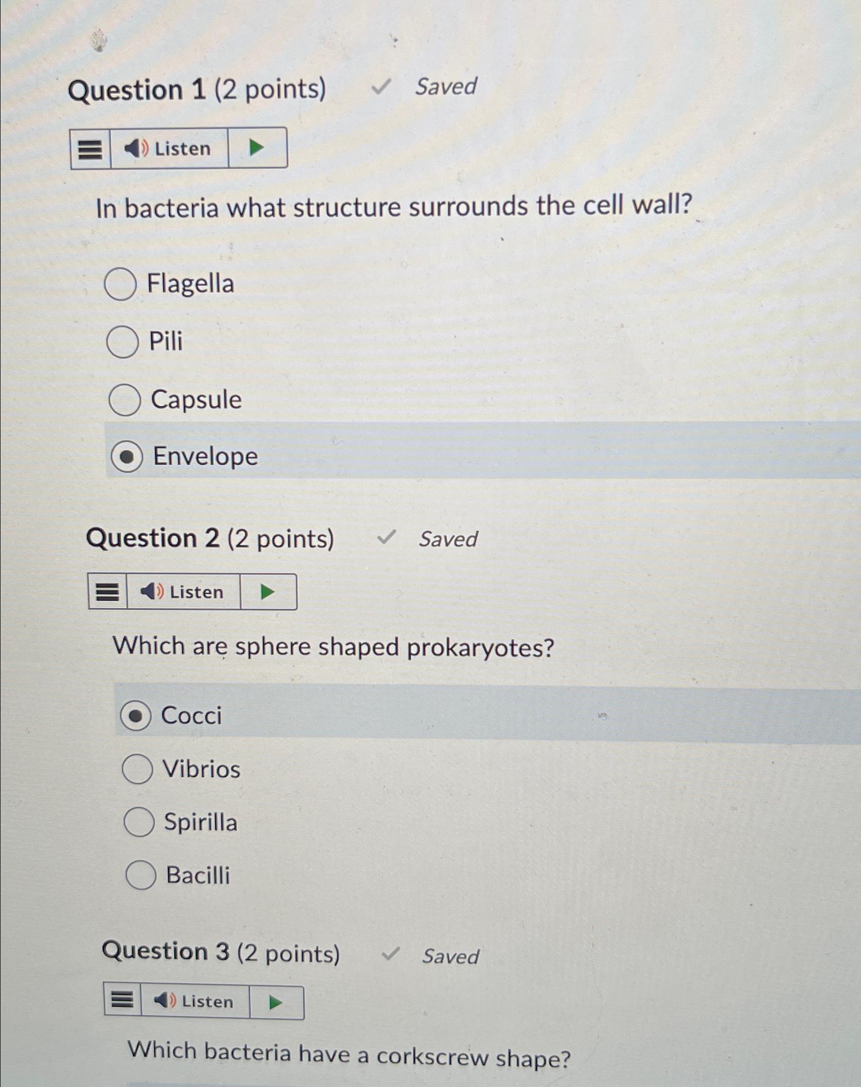Solved Question 1 (2 ﻿points) ﻿SavedIn bacteria what | Chegg.com