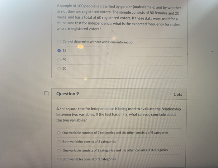 Solved A sample of 100 people is classified by gender | Chegg.com