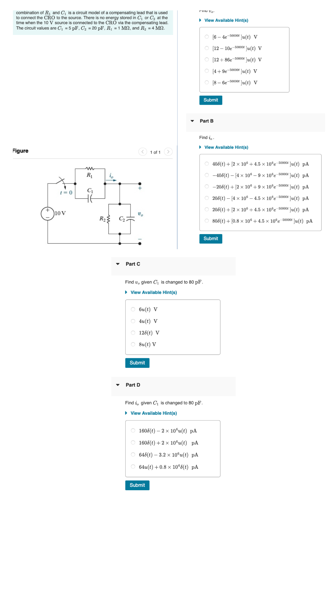 Solved combination of R1 ﻿and C1 ﻿is a circuit model of a | Chegg.com