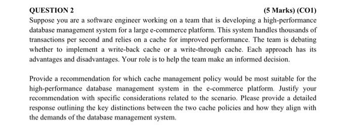 Solved QUESTION 2 (5 Marks) (CO1) Suppose you are a software | Chegg.com