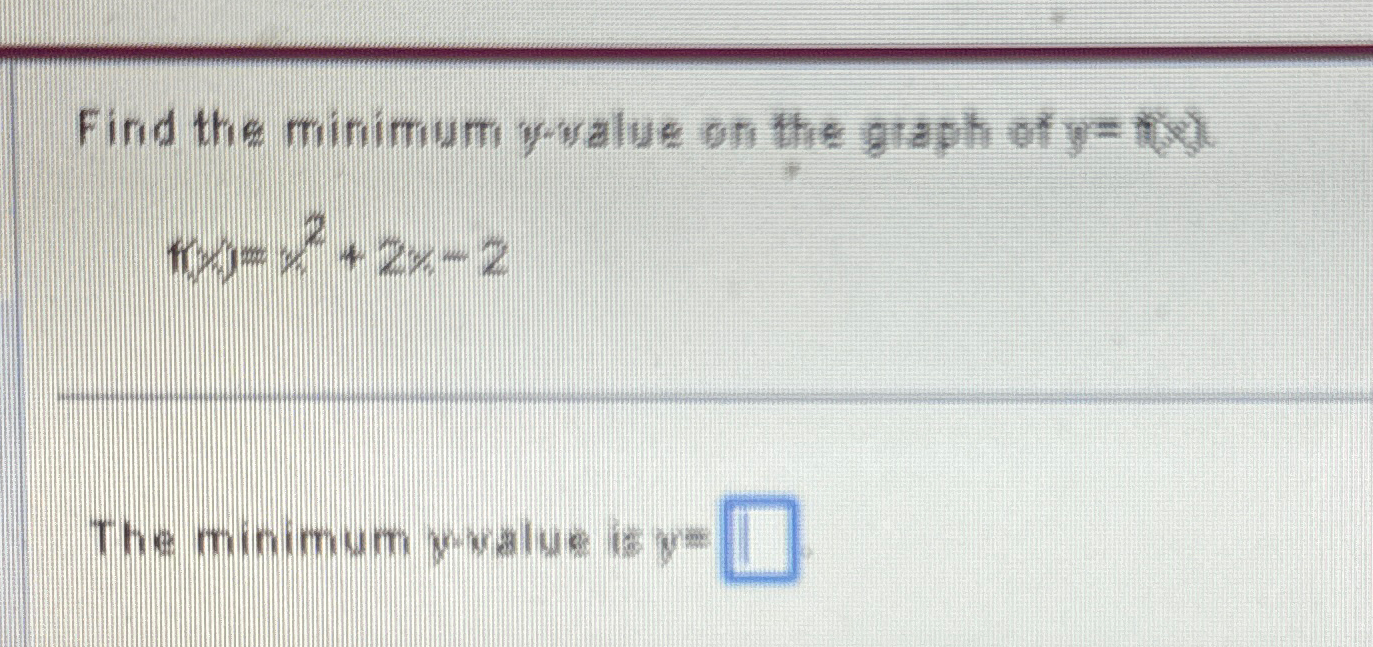 Solved Find The Minimum Y Salue On The Graph Of