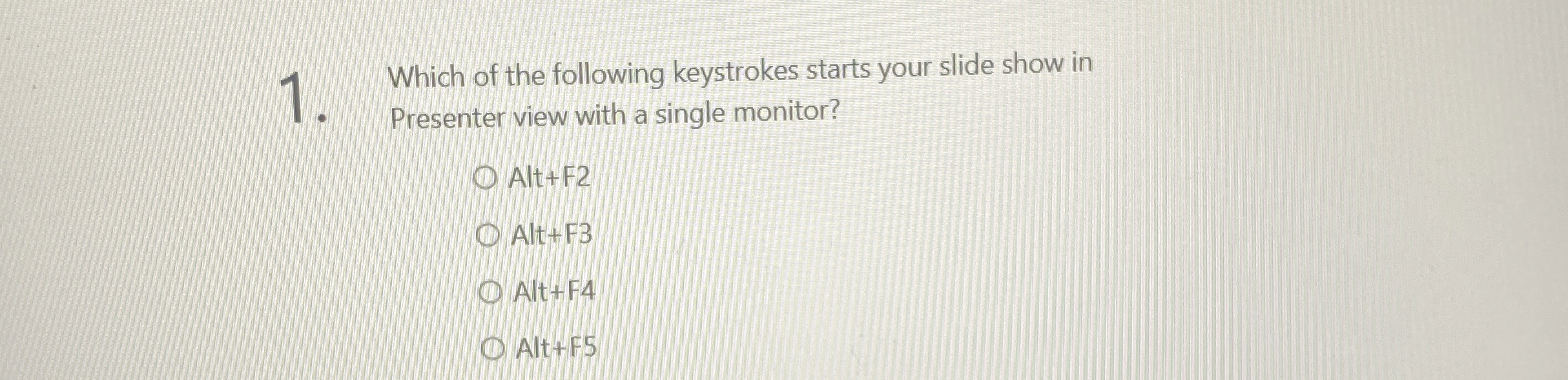 Solved Which of the following keystrokes starts your slide | Chegg.com