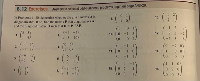 Solved 8.12 Exercises Answers to selected odd-numbered | Chegg.com