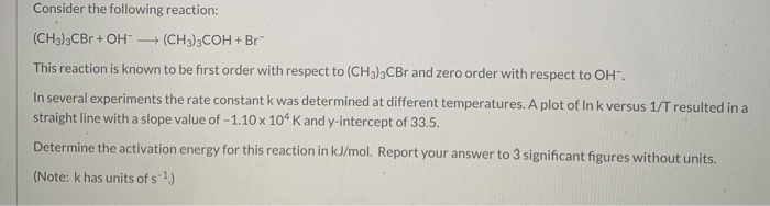 Solved Consider the following reaction: (CH3)3CBr + OH | Chegg.com