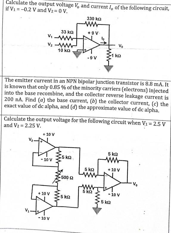 Solved Calculate the output voltage Vo and current Io of the | Chegg.com