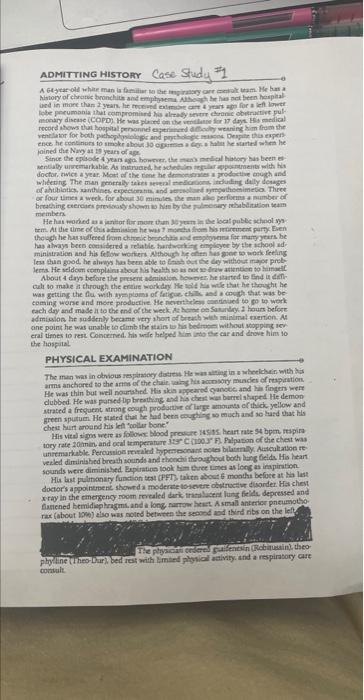 Solved ADMITTING HISTORY Case Srudy 71 tole porumania that | Chegg.com