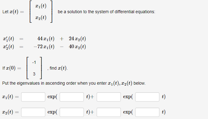 Solved Let x(t)=[x1(t)x2(t)] ﻿be a solution to the system of | Chegg.com