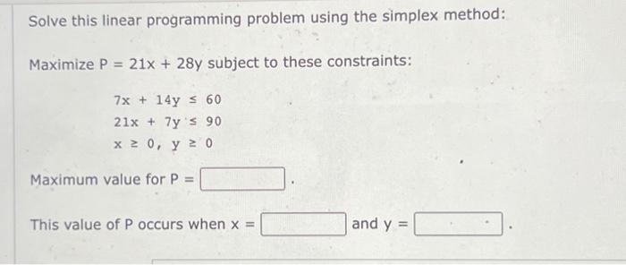 Solved Solve this linear programming problem using the | Chegg.com