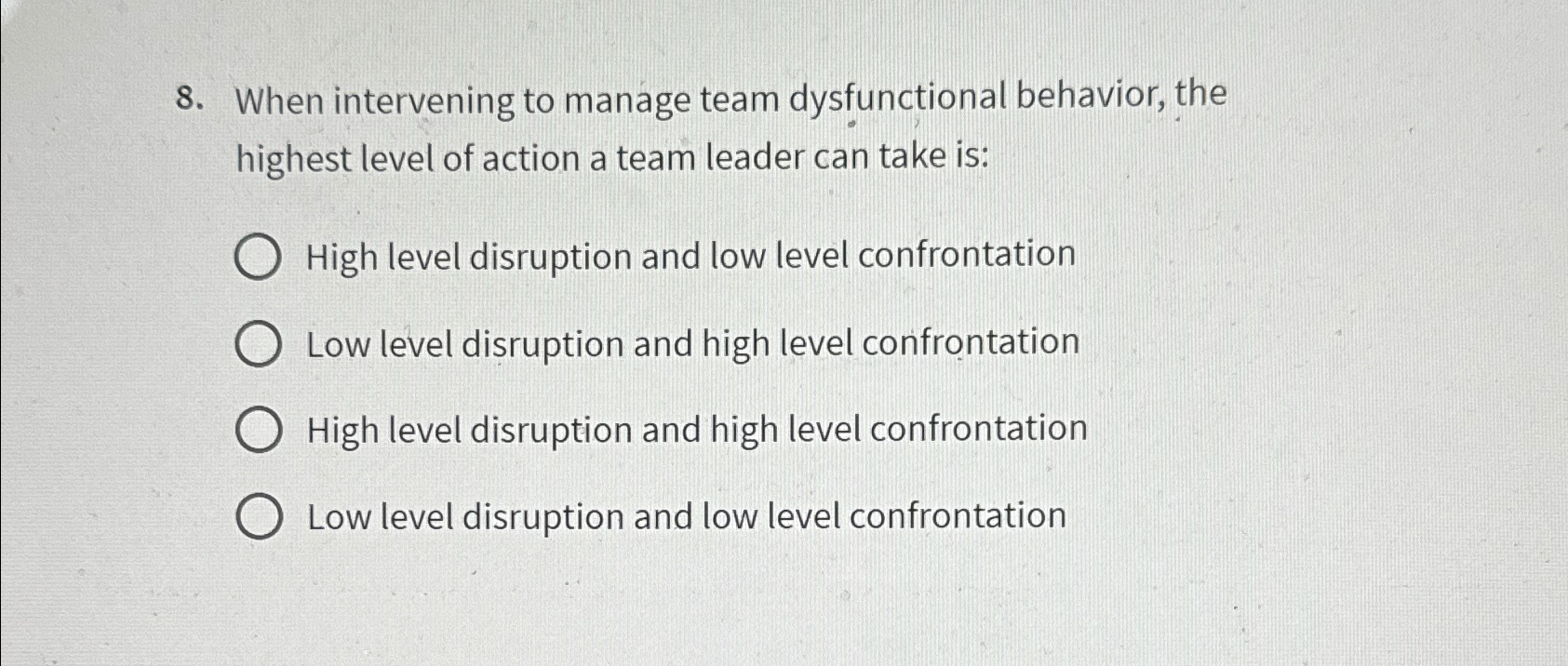 Solved When intervening to manage team dysfunctional | Chegg.com