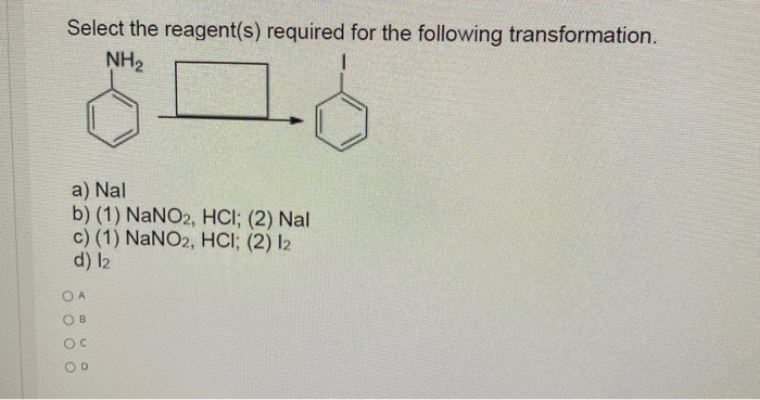 Solved Select the reagent(s) required for the following | Chegg.com