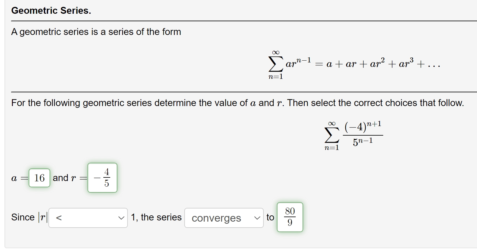 Solved Geometric Series.A geometric series is a series of | Chegg.com