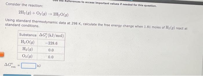 Solved Consider the reaction: 2H2(g)+O2(g)→2H2O(g) Using | Chegg.com