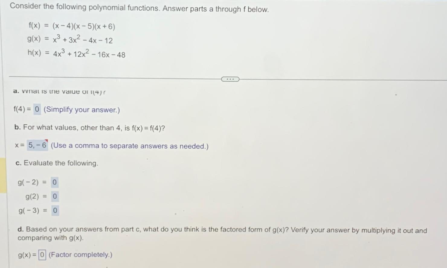 Solved Consider the following polynomial functions. Answer | Chegg.com