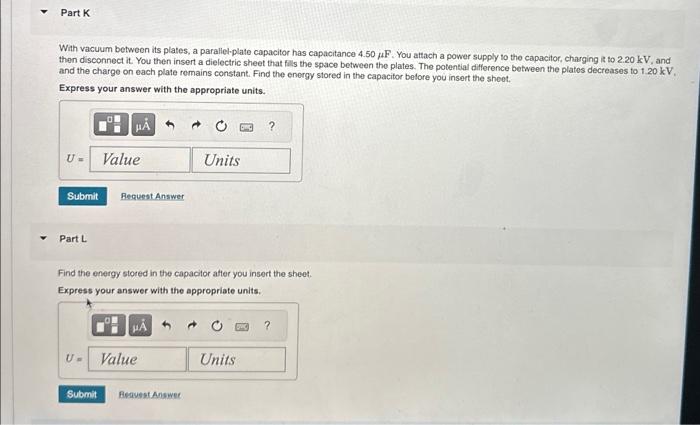 Solved With vacuum betweon its plates, a parallel-plate | Chegg.com