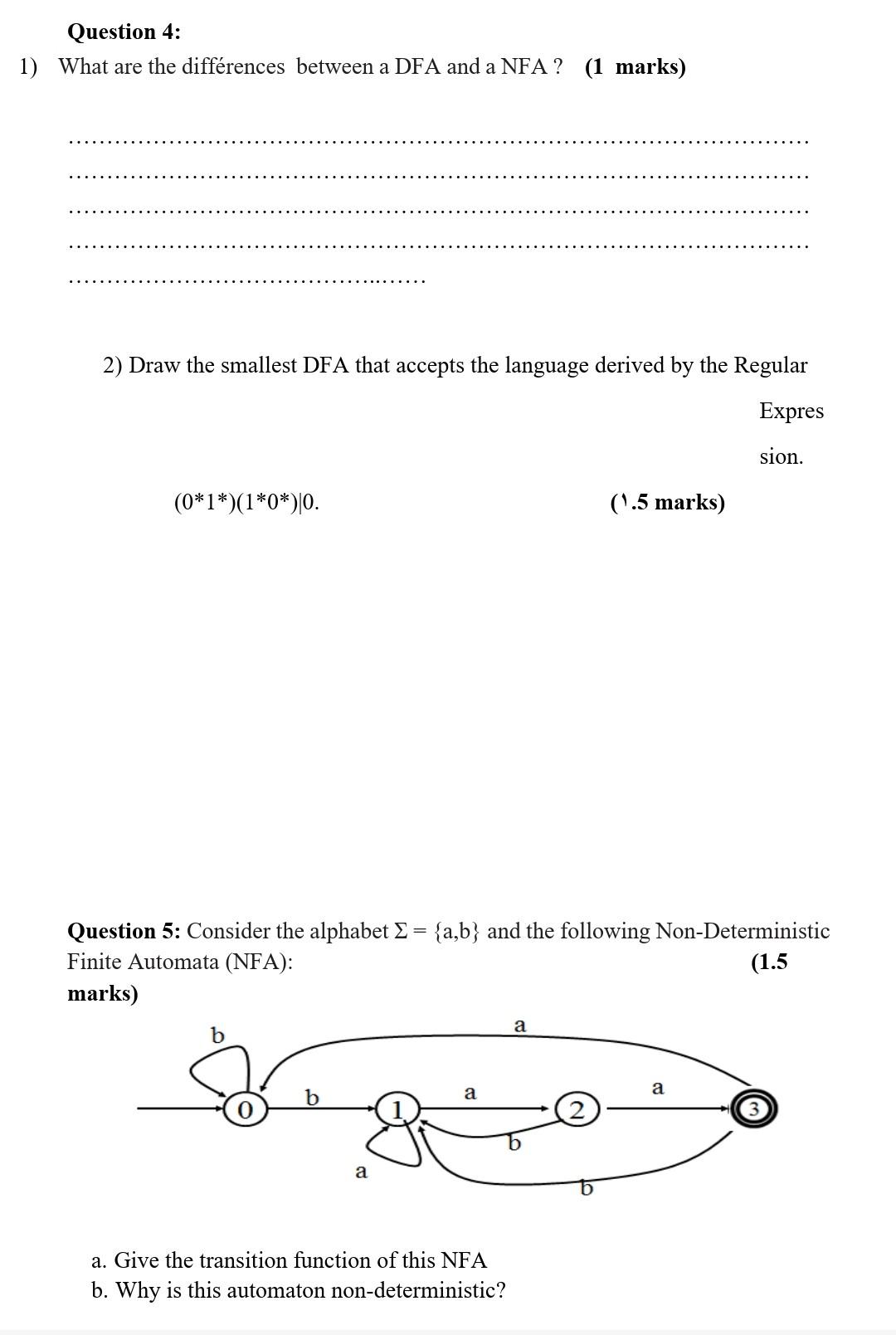 Solved 2) Draw the smallest DFA that accepts the language | Chegg.com