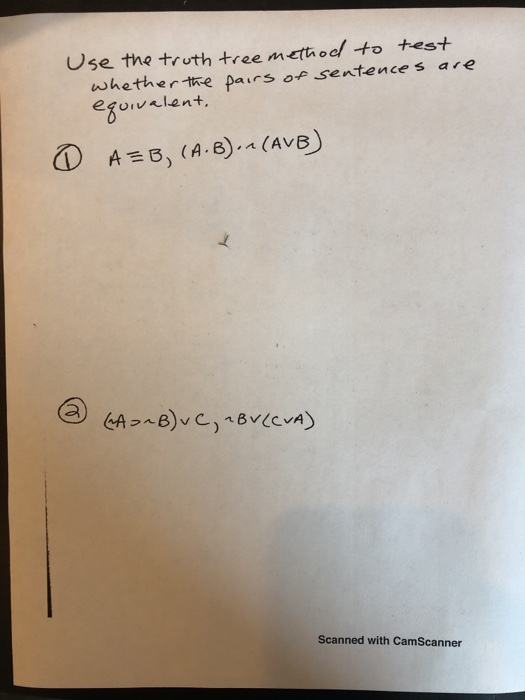 Solved Use the truth tree method to test whether the pairs | Chegg.com