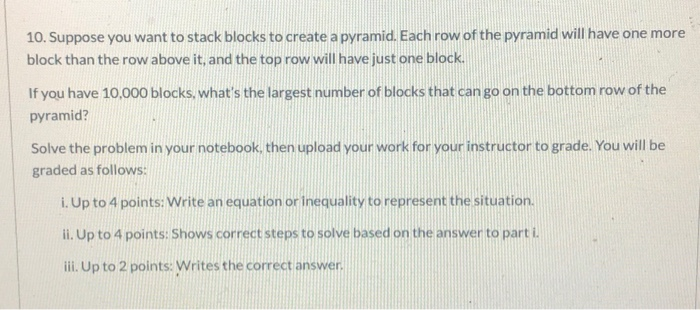 Solved 10. Suppose you want to stack blocks to create a | Chegg.com