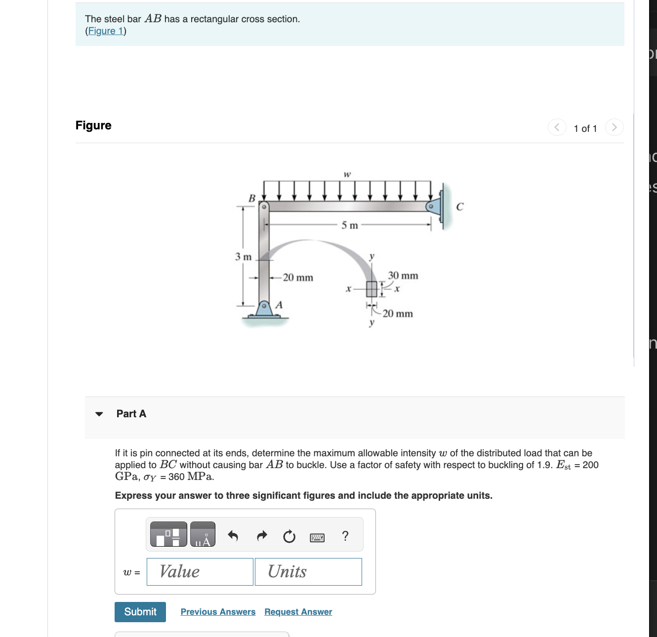 The steel bar AB ﻿has a rectangular cross | Chegg.com