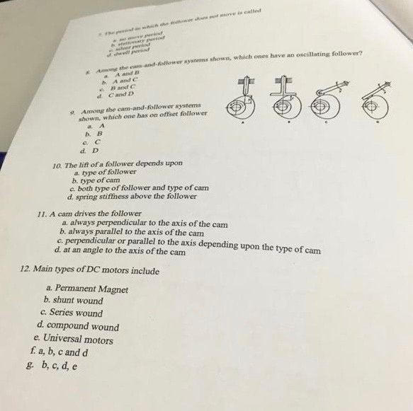 Solved w we shown, which ones have an oscillating follower? | Chegg.com