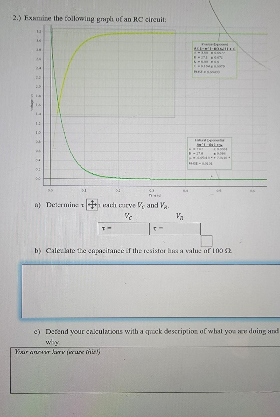 2.) Examine the following graph of an RC circuit: 3.2 | Chegg.com