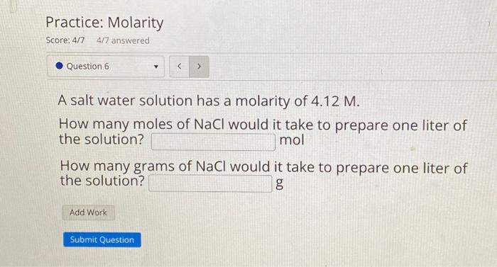 Solved What is the molarity of a solution that contains 6.2 | Chegg.com