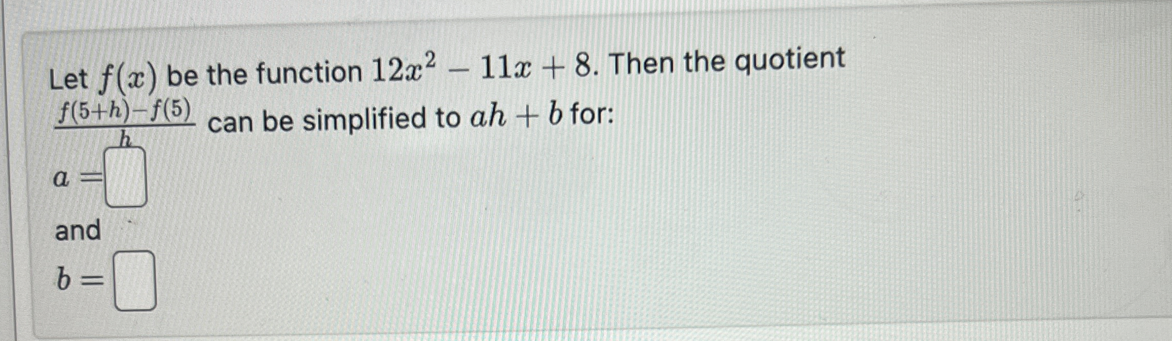 Solved Let f(x) ﻿be the function 12x2-11x+8. ﻿Then the | Chegg.com