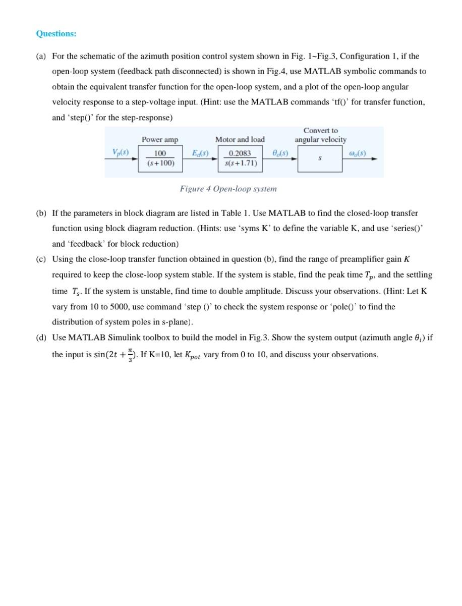 Solved An antenna azimuth position control system is shown | Chegg.com
