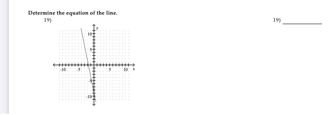 Solved Determine the equation of the line.19) | Chegg.com