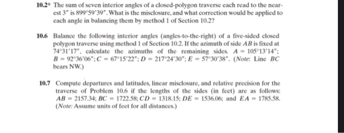 Solved 10.8. Using the compass rule, adjust the departures | Chegg.com