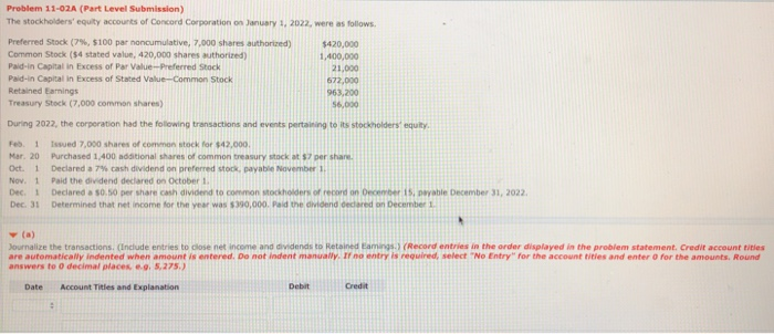 Solved Problem 11-02A (Part Level Submission) The | Chegg.com